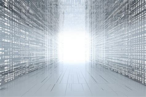 Digital Falling Binary Code Numbers On White Background Premium Ai