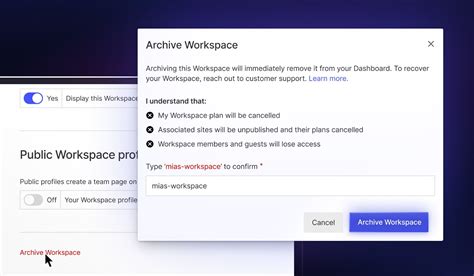 Archive A Workspace To Remove It From Your Dashboard Webflow Updates