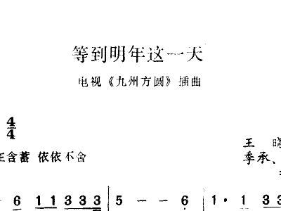 等到明年这一天 电视 九州方圆 插曲 朱明瑛 歌谱 简谱