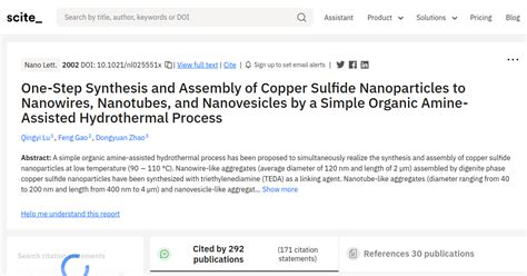 One Step Synthesis And Assembly Of Copper Sulfide Nanoparticles To Nanowires Nanotubes And