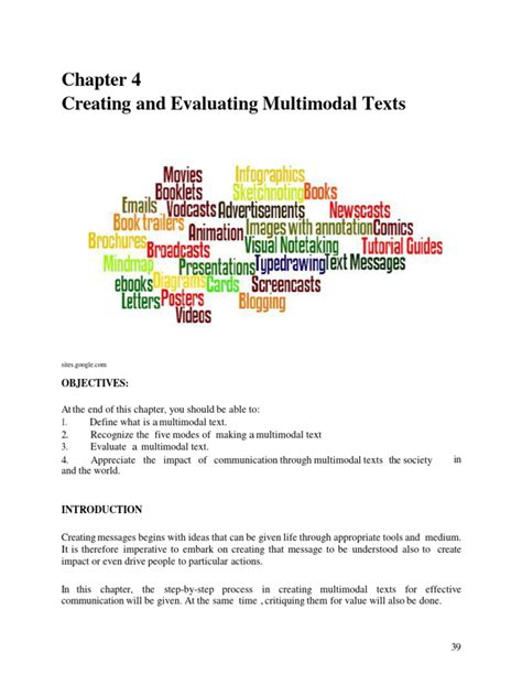 Chapter 4 Creating And Evaluating Multimodal Texts Pdf