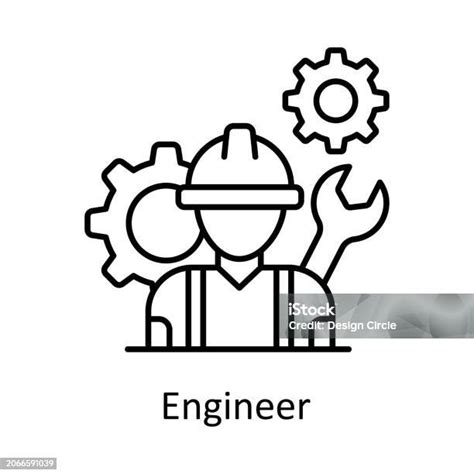 Engineer Vector Outline Icon Design Illustration Manufacturing Units