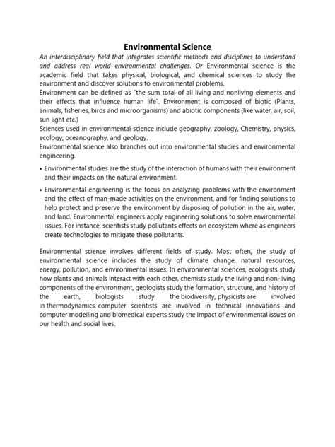 Environmental Science Lecture Notes Pdf Environmental Science Natural Environment