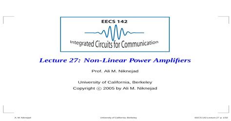 Pdf Lecture 27 Non Linear Power Ampliﬁ