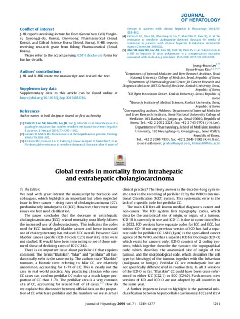 Pdf Global Trends In Mortality From Intrahepatic And Extrahepatic Cholangiocarcinoma