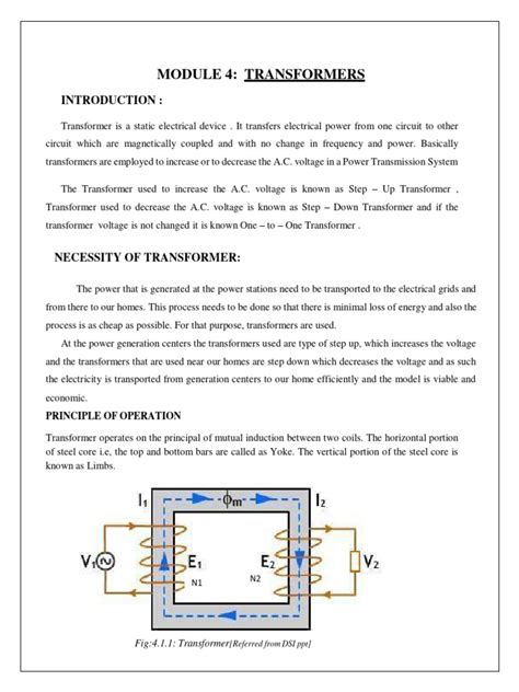 Module 4 Transformers Notes And Im Notes Th And Rmh Pdf Transformer Inductor