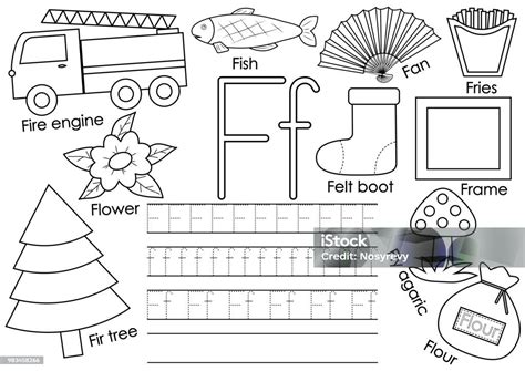 편지 F 영어 알파벳 어린이 위한 교육 게임입니다 쓰기 연습입니다 색칠 공부 책입니다 벡터 일러스트입니다 0명에 대한 스톡 벡터 아트 및 기타 이미지 Istock