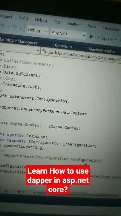 How To Use Dapper In Core Codewithnd Webdevelopment Cod Csharp Ecommercewebsite