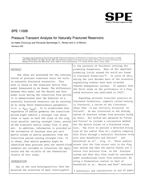 Pdf Pressure Transient Analysis For Naturally Fractured Reservoirs