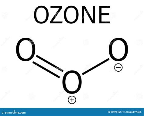 Ozone Or Trioxygen O3 Molecule Chemical Structure Skeletal Formula Cartoon Vector