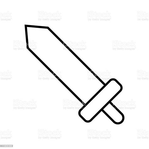 Vector Outline Sword Icon Isolated On White Background Weapon Icon