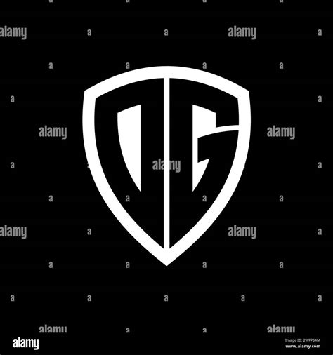 Dg Monogram Logo With Bold Letters Shield Shape With Black And White Color Design Template Stock