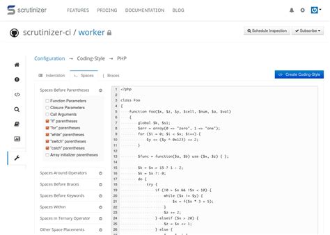 Configure Scrutinizer Coding Style Documentation