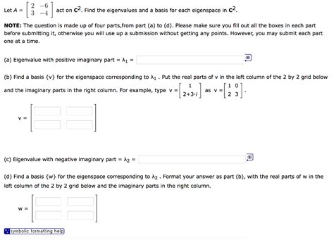 solved 2 6 2 let a 13 4 act on c2 find the eigenvalues and