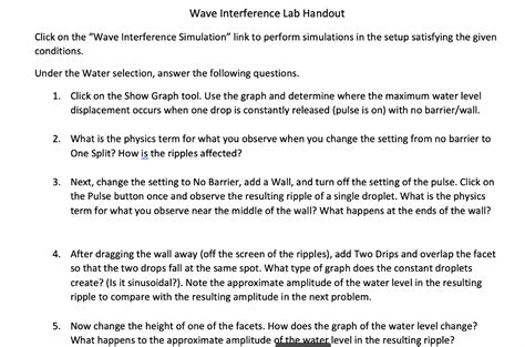 Solved Wave Interference Lab Handout Click On The Wave Chegg