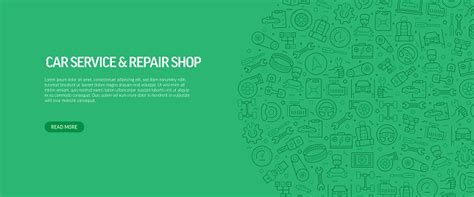 패턴자동차 서비스 및 수리점 관련 배너 디자인 현대 라인 스타일 아이콘 벡터 일러스트레이션 개념에 대한 스톡 벡터 아트 및 기타