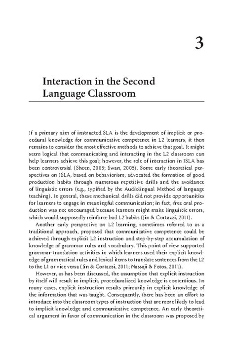 Interaction In Second Language Classroom 3 Interaction In The Second