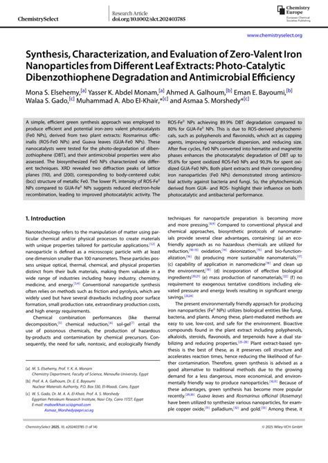 Synthesis Characterization And Evaluation Of Zero‐valent Iron Nanoparticles From Different