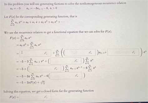Solved In This Problem You Will Use Generating Fuctions To