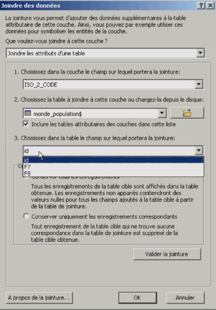 Jointure entre ArcMap et des données Excel Comment la créer