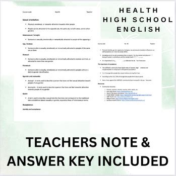 Biological Sex Gender Identity And Sexual Expression Note Health English