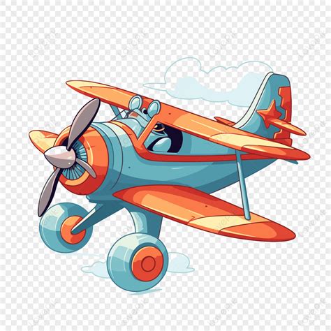 Avión De Dibujos Animados De Imágenes Prediseñadas De Vuelo Con Hélices