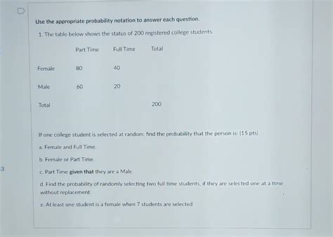 Solved Use The Appropriate Probability Notation To Answer Chegg Com