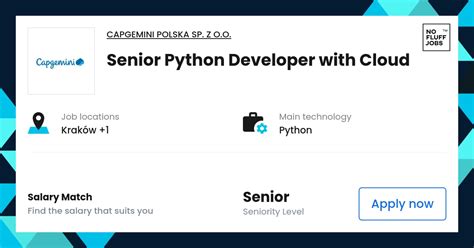 Senior Python Developer With Cloud Job Backend Capgemini Polska