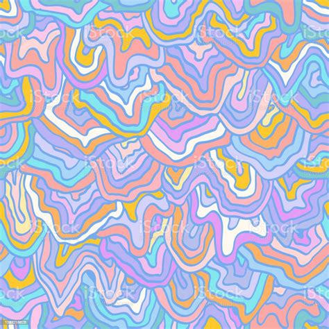 추상적인 다채로운 복고풍 매끄러운 패턴 빈티지 멀티 컬러 벡터 일러스트 직물 문구류 표면에 대한 유체 선이 인쇄됩니다 대리석 질감 액체 줄무늬 1960 1969 년에 대한