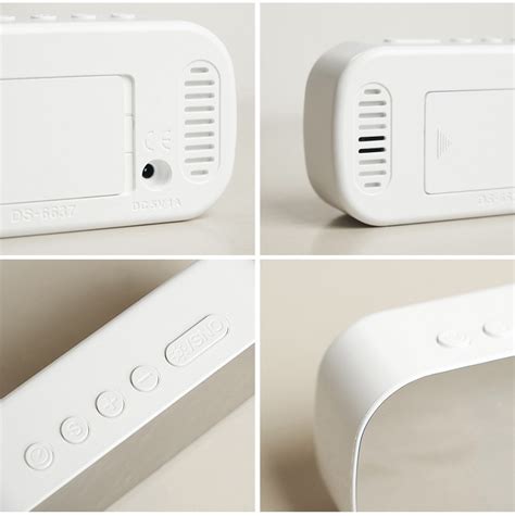 6637 Led 디지털 디스플레이 온도 전자 시계 데스크탑 미러 알람 시계 흰색 녹색 표시등