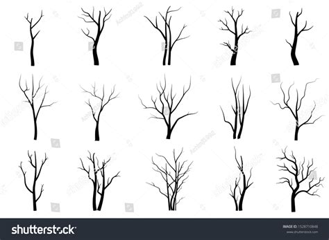 Black Branch Tree Naked Trees Silhouettes Stock Vector Royalty Free 1528710848 Shutterstock