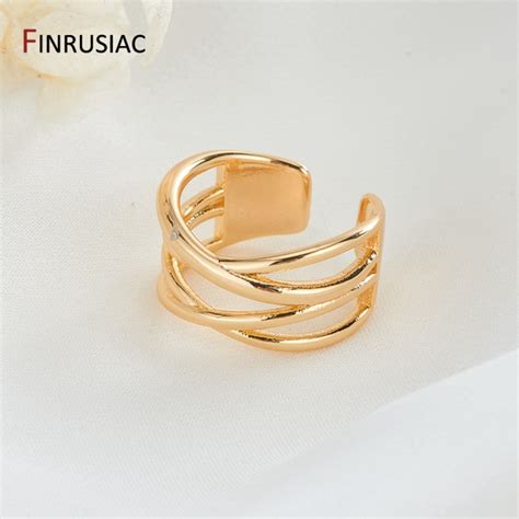 2021 여성을위한 새로운 디자인의 2 개의 모델 오픈 링 여성 소녀를위한 14k 금도금 와이드 링 패션 쥬얼리rings