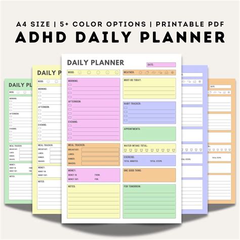 Adhd Daily Planner Printable A4 Productivity Planner Pdf Download Etsy