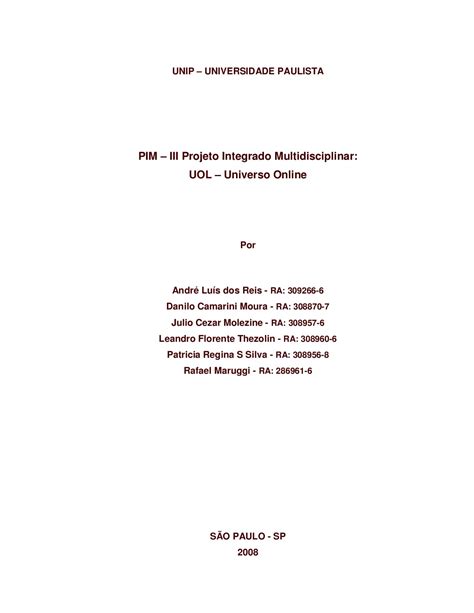 Aprender Sobre 33 Imagem Modelo De Pim Unip Br Thptnganamst Edu Vn
