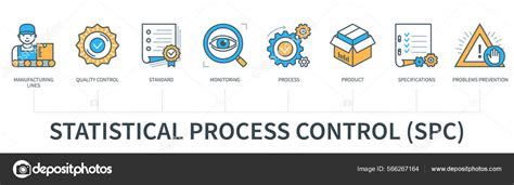 Statistical Process Control Spc Concept Icons Manufacturing Lines Quality Control Stock Vector