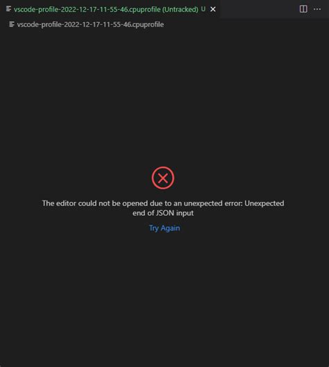 Cpu Profiling Unexpected End Of Json Input · Issue 169001 · Microsoftvscode · Github