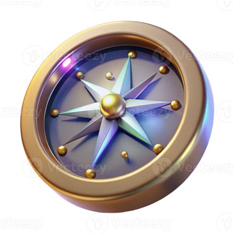 Extraordinary Rustic 3d Compass Rose Illustration Golden Compass