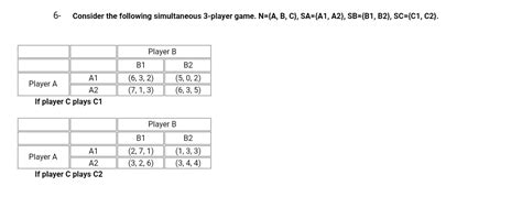 solved 6 consider the following simultaneous 3 player game