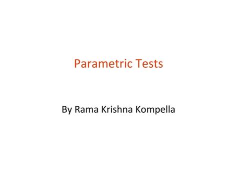 T13 Parametric Tests Ppt