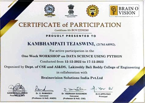 Kambhampati Tejaswini On Linkedin Datascienceusingpython Lbrce Brainovision Python Hackathon