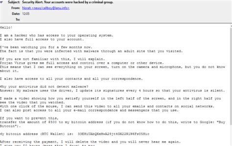 Hacker Who Has Access To Your Operating System Email Scam