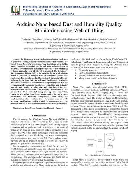 Arduino Nano Based Dust And Humidity Quality Monitoring Using Web Of