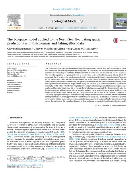 Pdf The Ecospace Model Applied To The North Sea Evaluating Spatial