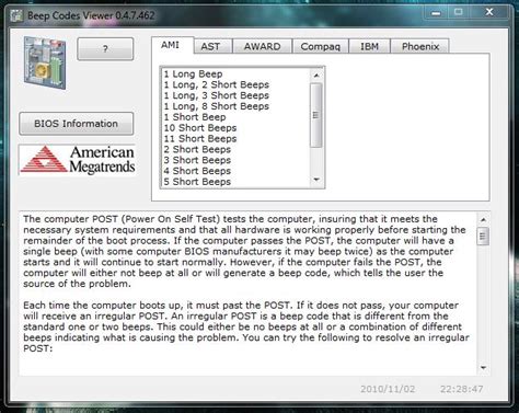 Resetter Printer Collection Beep Codes Viewer 0 4 7 462 Explain The BIOS Error Beep Codes For