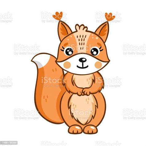 흰색 바탕에 귀여운 다람쥐 만화 스타일의 벡터 그림입니다 어린이를위한 그림 포스터 또는 엽서의 장식 귀여운에 대한 스톡 벡터 아트 및 기타 이미지 Istock