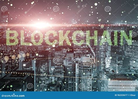 the blockchain concept in database management editorial photography