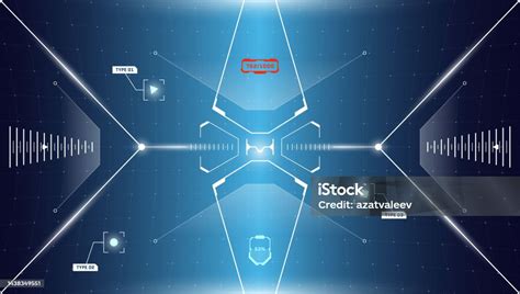 Vr Hud 디지털 미래 인터페이스 사이버 펑크 화면 공상 과학 가상 현실 기술 헤드 업 디스플레이 대상 Gui Ui 우주선 대시보드 패널 Fui 뷰파인더 바이저 벡터 그림