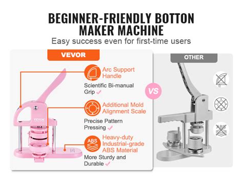 Vevor Button Maker 1 1 25 2 28 Inch 25 32 58mm 3 In 1 Pin Maker 300pcs Button Parts Button