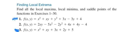 Solved Finding Local Extrema Find All The Local Maxima