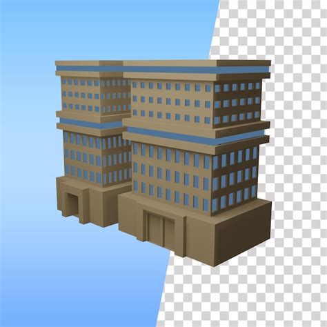 Premium Psd Building 2 3d Model Icon Rendering